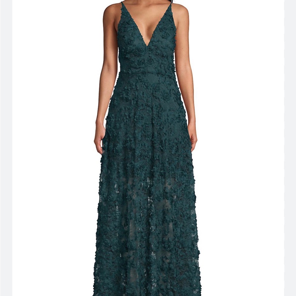Xscape Floral Lace Emerald Green Prom Dress - Gem